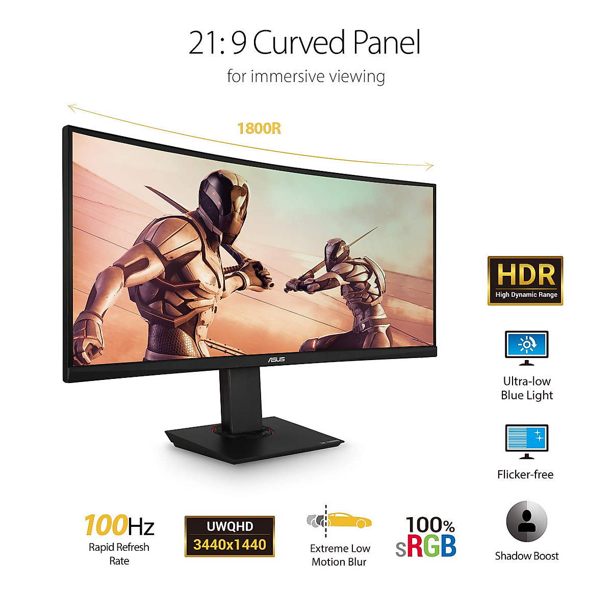 ASUS 35" WQHD 1800R Curved Gmng Mntr (Renewed)