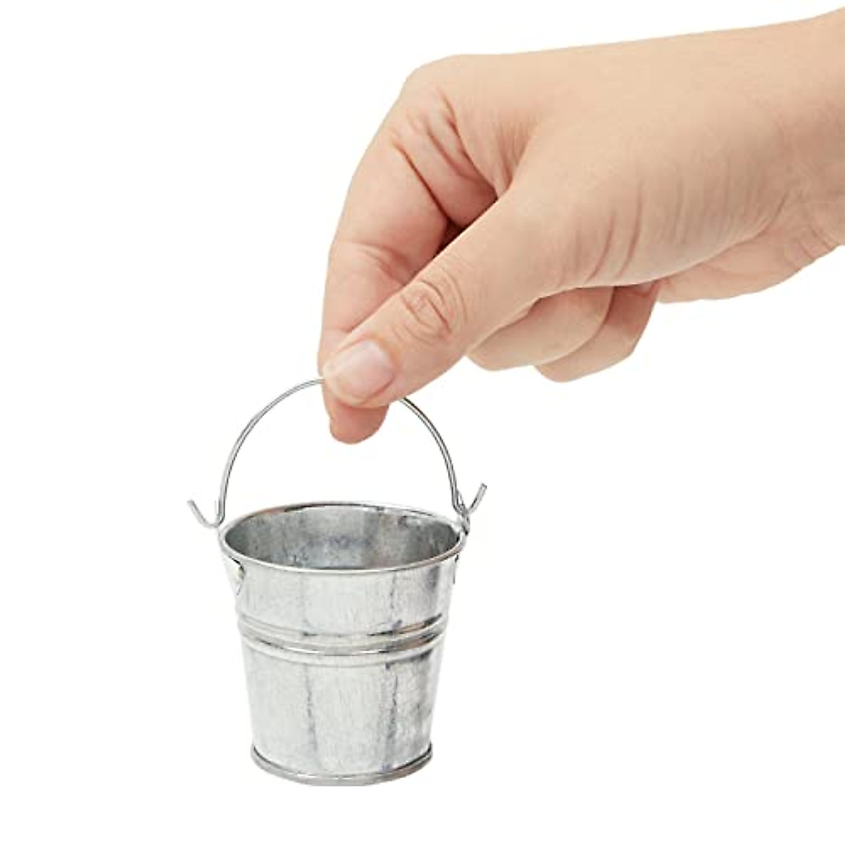 24 Pack Mini Metal Buckets with Handles for Party Favors, Small Galvanized Tin Pails (2 x 2 in)