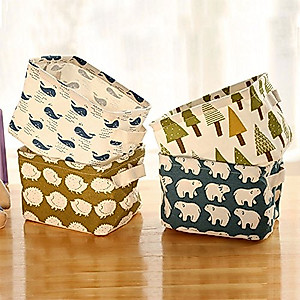 Collapsible Storage Bins Basket Organizers Canvas Bag Foldable Storage BinsToy Organizer for Nursery Storage, Kid's Toy & Laundry, Gift Baskets,Pack of 4