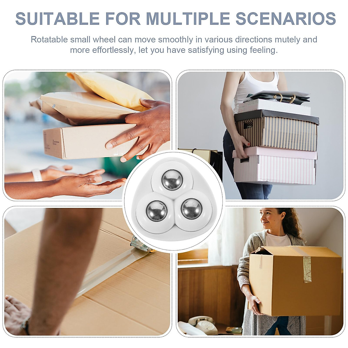 iplusmile 4 Pcs Adhesive Casters Wheels Stick On Wheels Stainless Steel Rollers Wheel 360°Rotation Wheel for Trash Can Projects Crafts, Boxes, Storage Container Moving