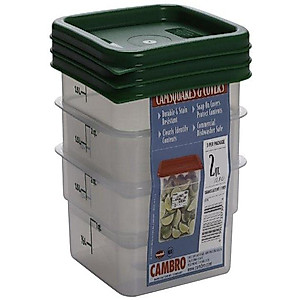 Cambro Set of 3 Square Food Storage Containers with Lids, 2 Quart