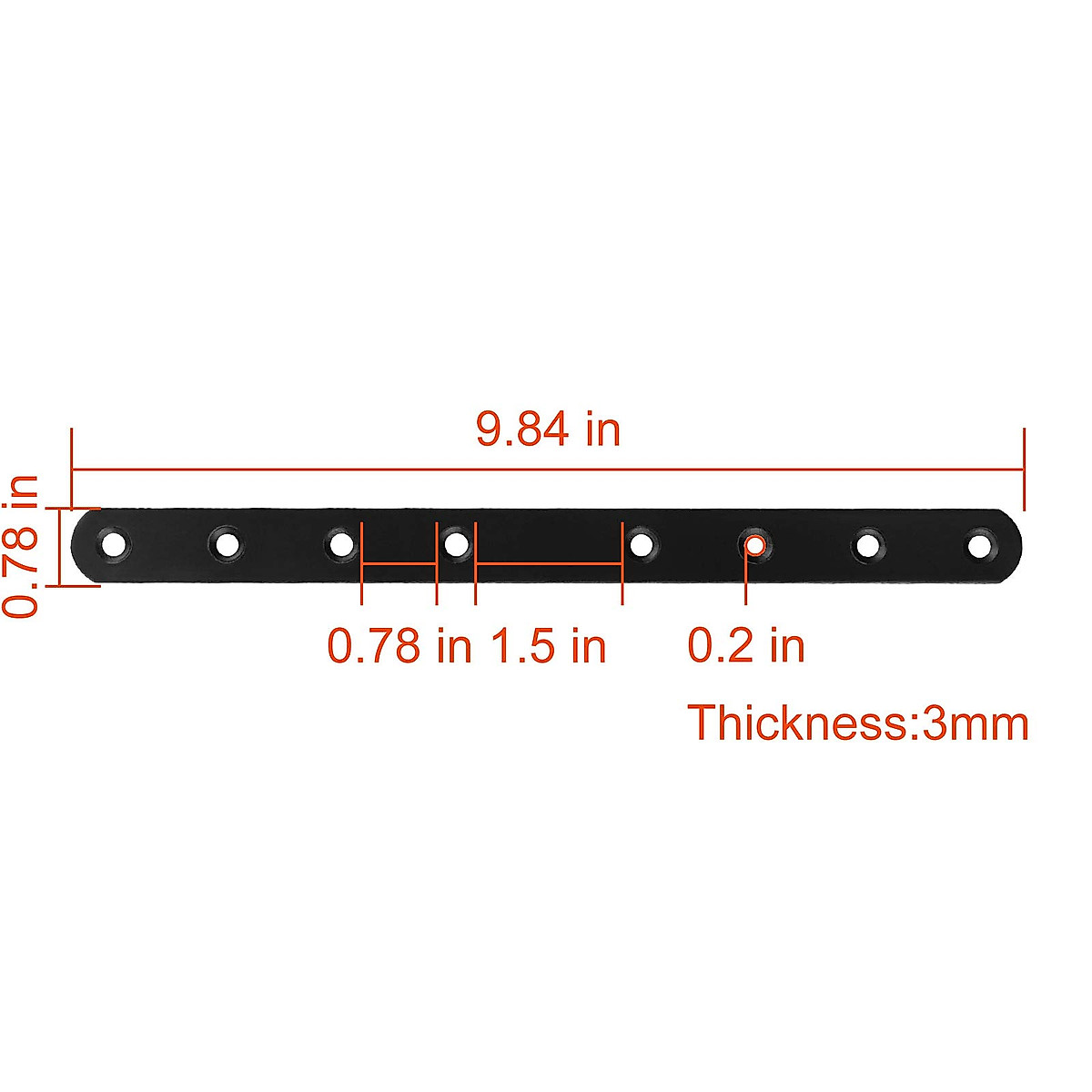 20Pcs 10Inch Mending Plates, Heavy Duty Straight Brackets for Wood Cast Iron Flat Corner Brace , Black Mending Joining Plates Fixing Hardware Brackets Connector for Furniture Repairing Table Shelf