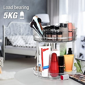 aceyoon 2 Tier Lazy Susan Spice Rack with 4 Removable Bins，9.25'' Clear Turntable Storage Organizer 360° Rotating Acrylic Cabinet Organizer for Kitchen Pantry Bathroom Makeup Organizing Container