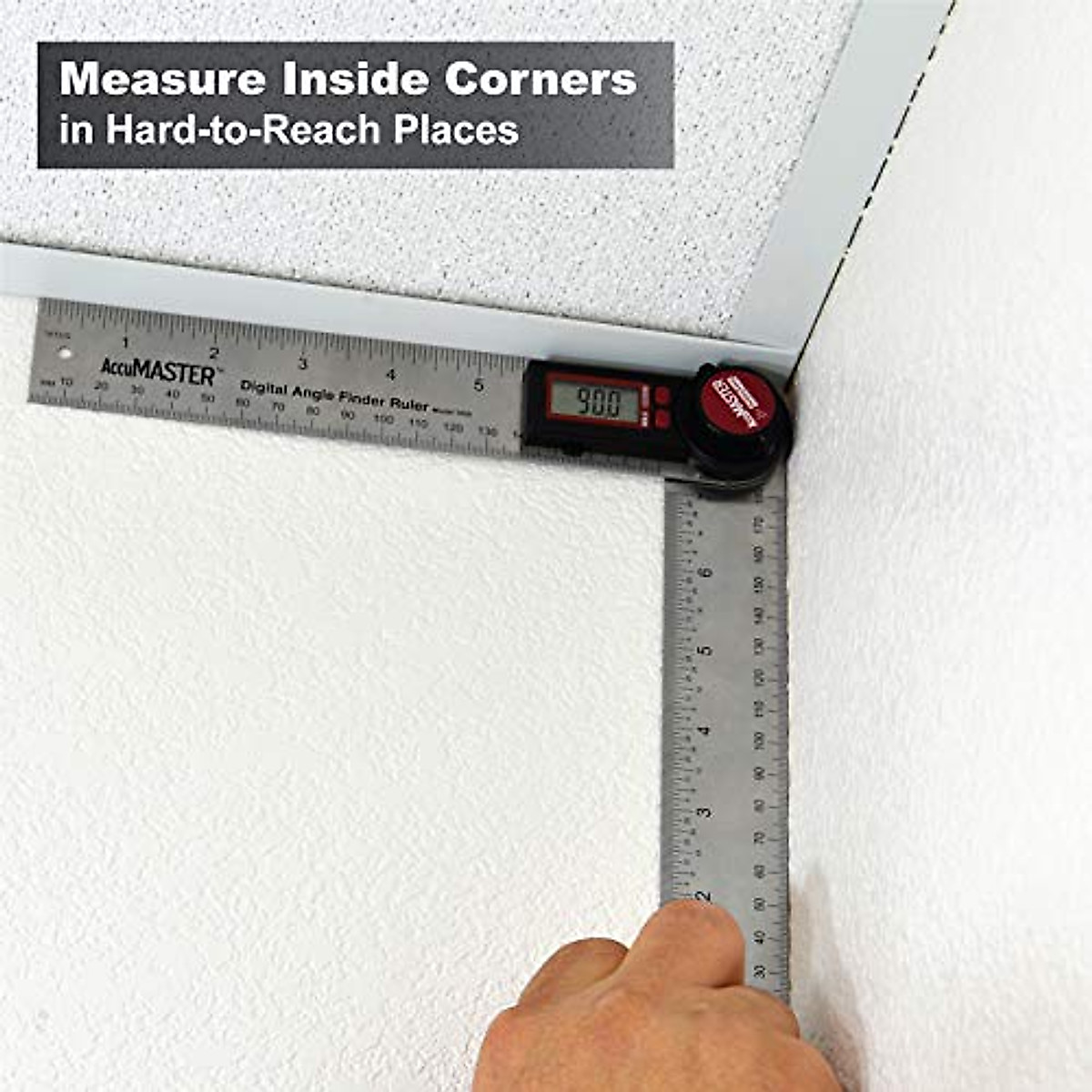 Calculated Industries 7455 AccuMASTER Digital Protractor Angle Finder Ruler for Crown, Trim, Woodworking | 7 Inch Stainless Steel Blade | Hold and Zero Function | Includes Battery, Protective Case