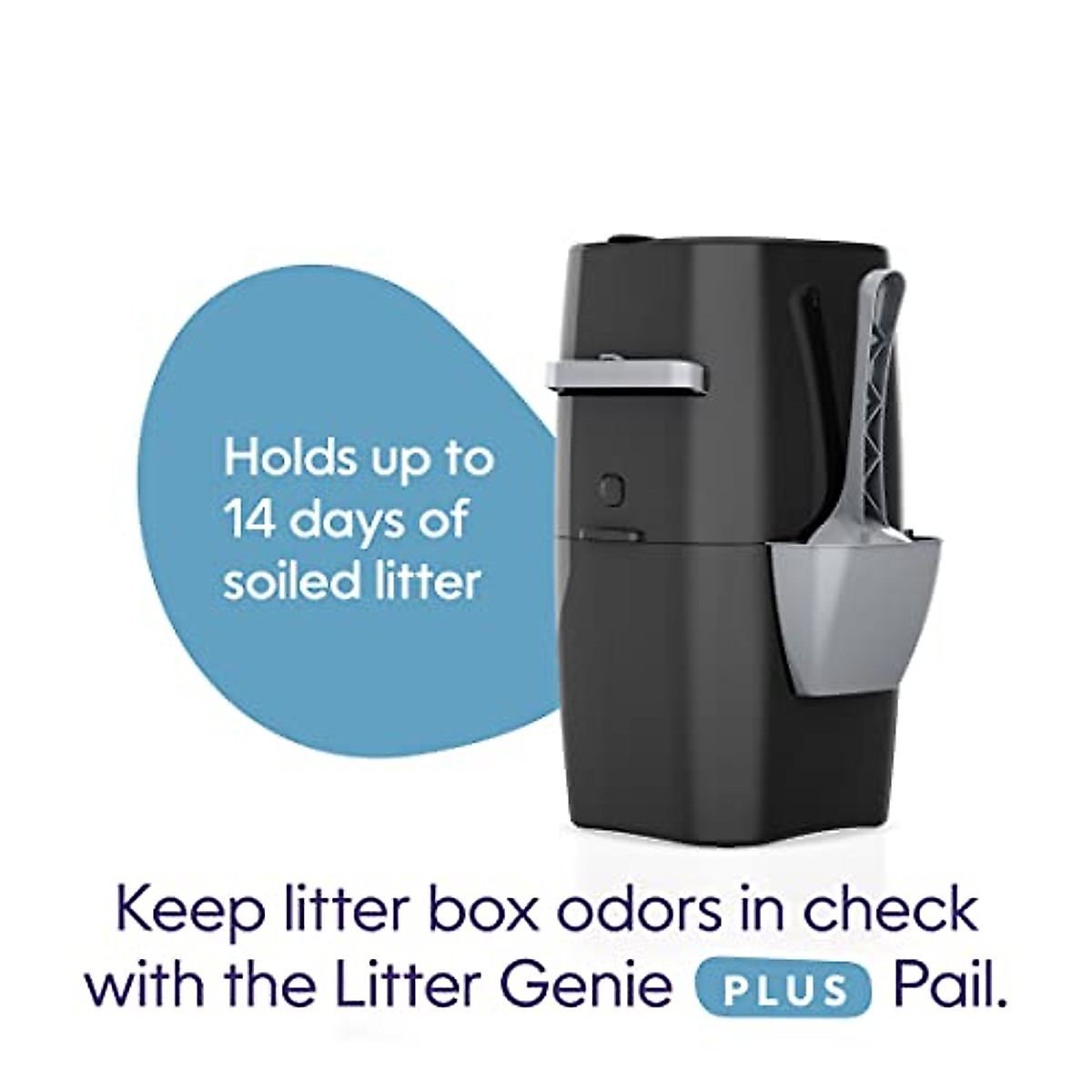 Litter Genie Plus Pail, Ultimate Cat Litter Disposal System, Locks Away odors, Includes One Refill, Black,Small
