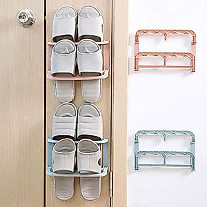 MFCHY Foldable Shoes Rack Double-Layer Slippers Rack Shoes Shelf Wall Slippers Rack Organizer Mount Storage Hanging Domestic Hold (Color : Black-JoJo's Bizarre Adventure1)