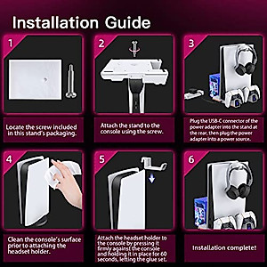 NexiGo PS5 Slient Cooling Stand with RGB LED Light, Dual Charging Station Compatible with DualSense Edge Controller, Hard Drive Slot, Headset and Remote Holders, 10 Game Slots, White