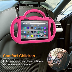 All-New Fire 7 Tablet Case (12th Generation,2022 Release), Fire 7 Tablet Case for Kids, with Shoulder Strap, MENZO Shockproof Light Weight Kids Case for Amazon fire 7 Tablet 7” Display 2022, Rose