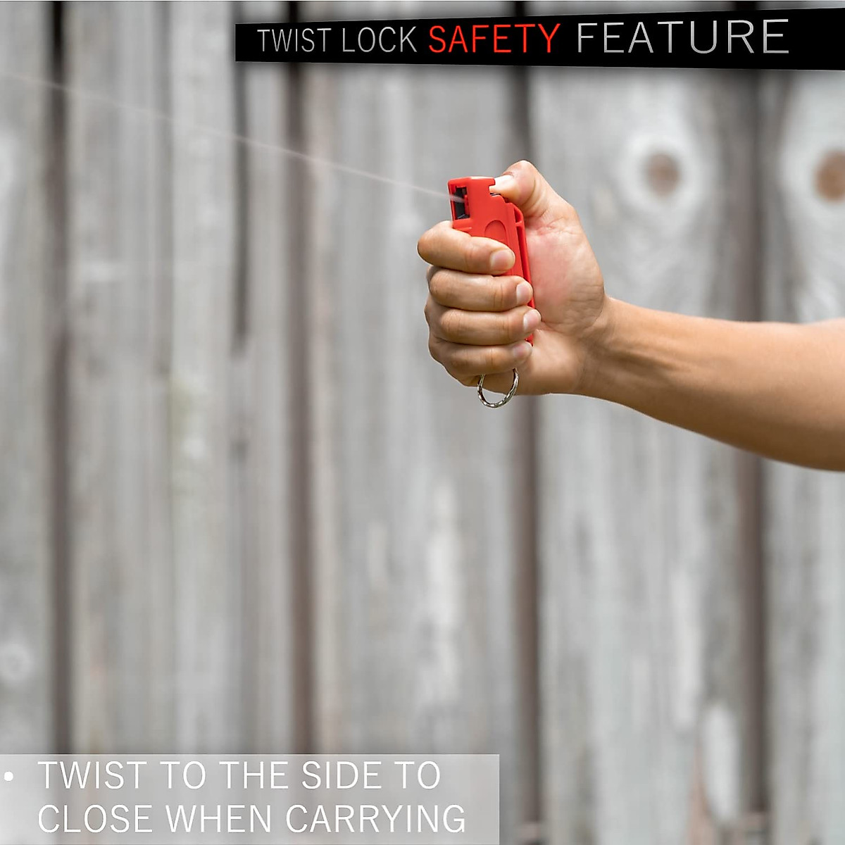 Police Magnum Keychain Pepper Spray Self Defense Belt Clip Holder - Tactical Safety Key Chains for Women & Men - Made in The USA-2 Pack Red INJ