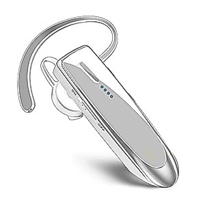 Tek Styz Headset Compatible with Microsoft Surface RT in Ear Bluetooth 5.0 Wireless Earpiece, IPX3 Waterproof, 24h Dual Microphones, Noise Reduction (White/Silver)