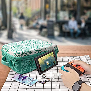 LYCEBELL Travel Carrying Case for Nintendo Switch, Hard Shell Protective Carry Bag [New Leaf Crossing Design]