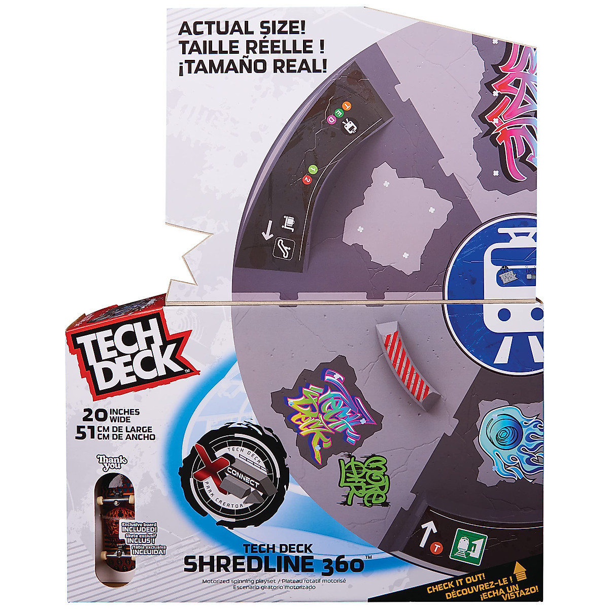 TECH DECK, Shredline 360 Motorized Skate Park, X-Connect Creator, Customizable and Buildable Turntable Ramp Set with Exclusive Fingerboard, Kids Toy for Boys and Girls Ages 6 and up
