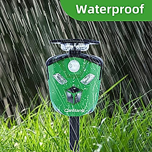 Careland 360° Solar Ultrasonic Animal Repellent with Motion Sensor Cat Dog Repellent Squirrel Raccoon Deer Deterrent Chaser Protect Farm Garden Yard Pond