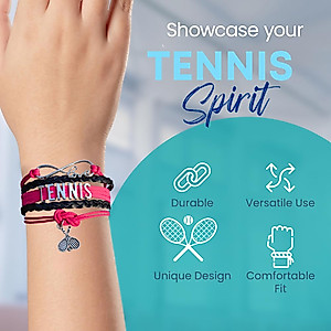 Infinity Collection Tennis Racket Charm Bracelet, Girls Pink Tennis Racquet Jewelry for Girls & Women, Tennis Gifts for Tennis Players, Tennis Charm Birthday Gifts