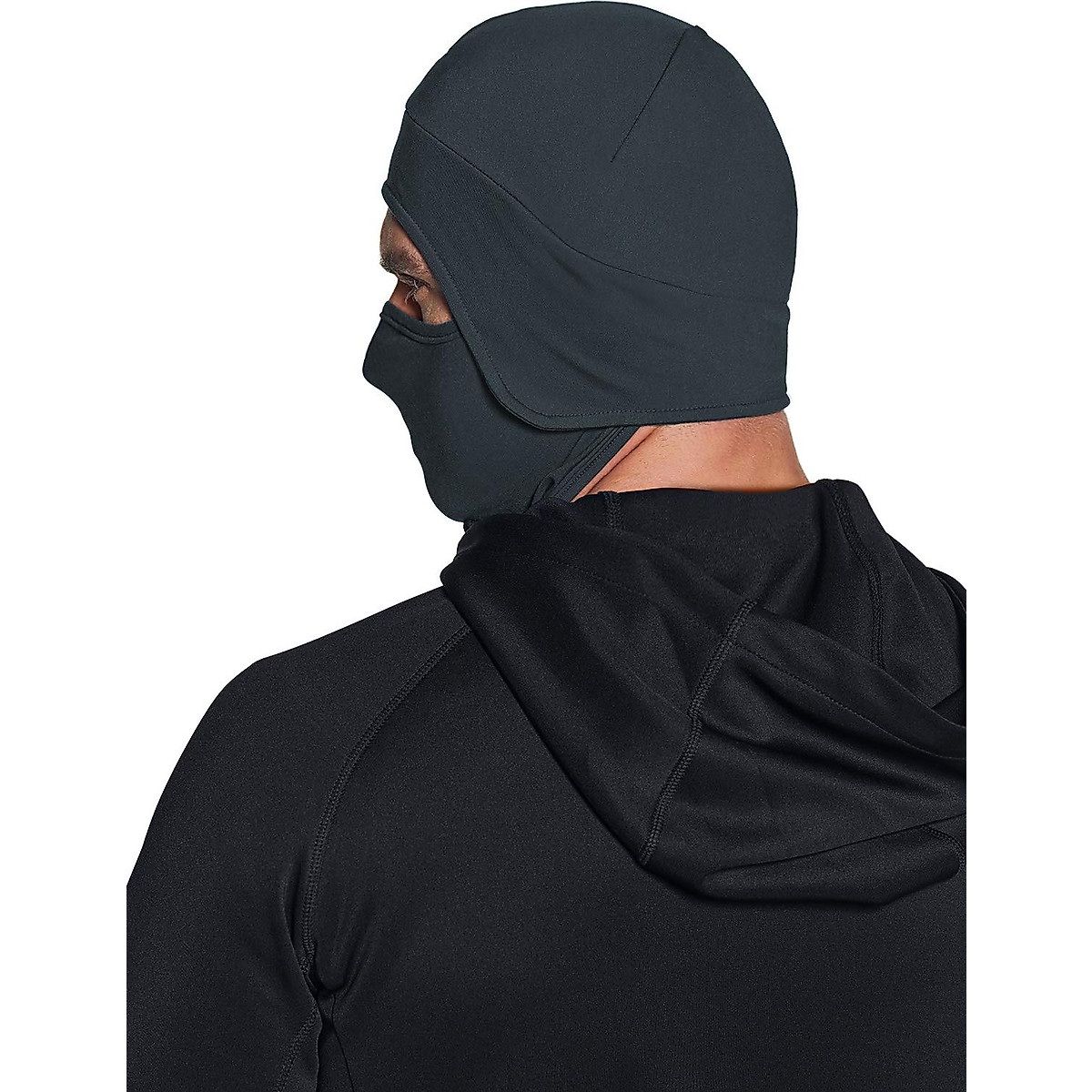 TSLA Men and Women Thermal Fleece Skull Cap, Winter Ski Cycling Under Helmet Liner, Running Beanie Hat, Skull Cap with Mask Charcoal, One Size