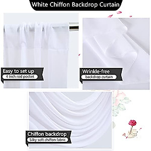 White Chiffon Sheer Backdrop Curtain for Wedding, Parties, White Arch Drapes for Backdrop Decoration,Wrinkle-Free 10ft x 7ft