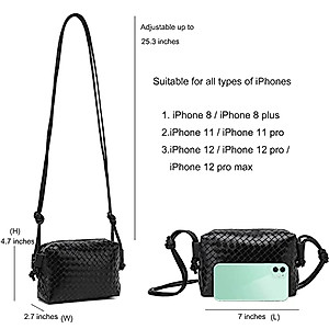ZOVYRON Women Woven Purse Small Crossbody Bag, Weave Quilted Purse Square Shoulder Bag Woven Bag with Detachable Strap