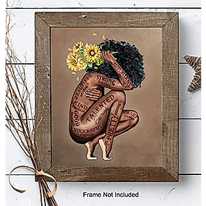 Black women Wall Art & Decor - Black Art - African American Wall Art - Afro Black Woman Wall Art - African American Women Wall Art - I Am - Positive affirmation Black Girl Magic Poster - UNFRAMED 8x10