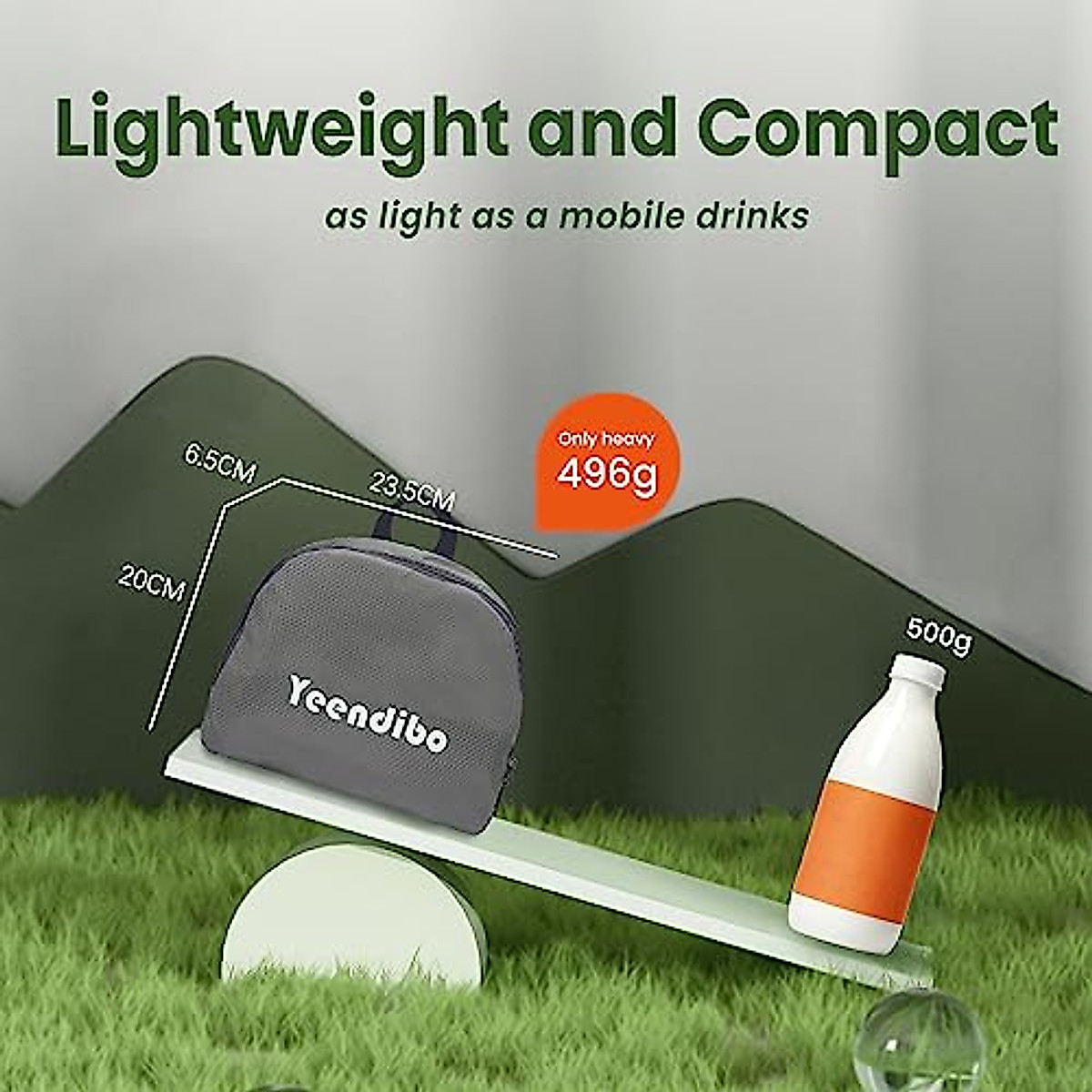 Yeendibo 33L Hiking Backpack with Portable-Rest Station for Camping/Travel/Outdoors, Versatile & Lightweight Foldable Daypack for Men/Women (Grey, Non-waterproof)