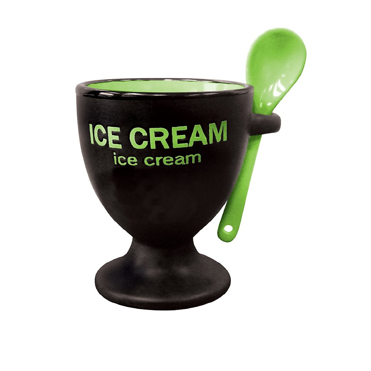 Rockin Gear Bowl and Spoon Set of 4 - Novelty Small Ice Cream Cups Combo Ceramic Fun Dessert Cups & Kitchenware for Home and Kitchen Decor