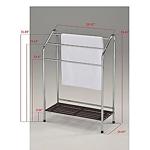 Kings Brand Furniture - Victory Chrome Free Standing Bathroom Towel Rack Stand with Shelf