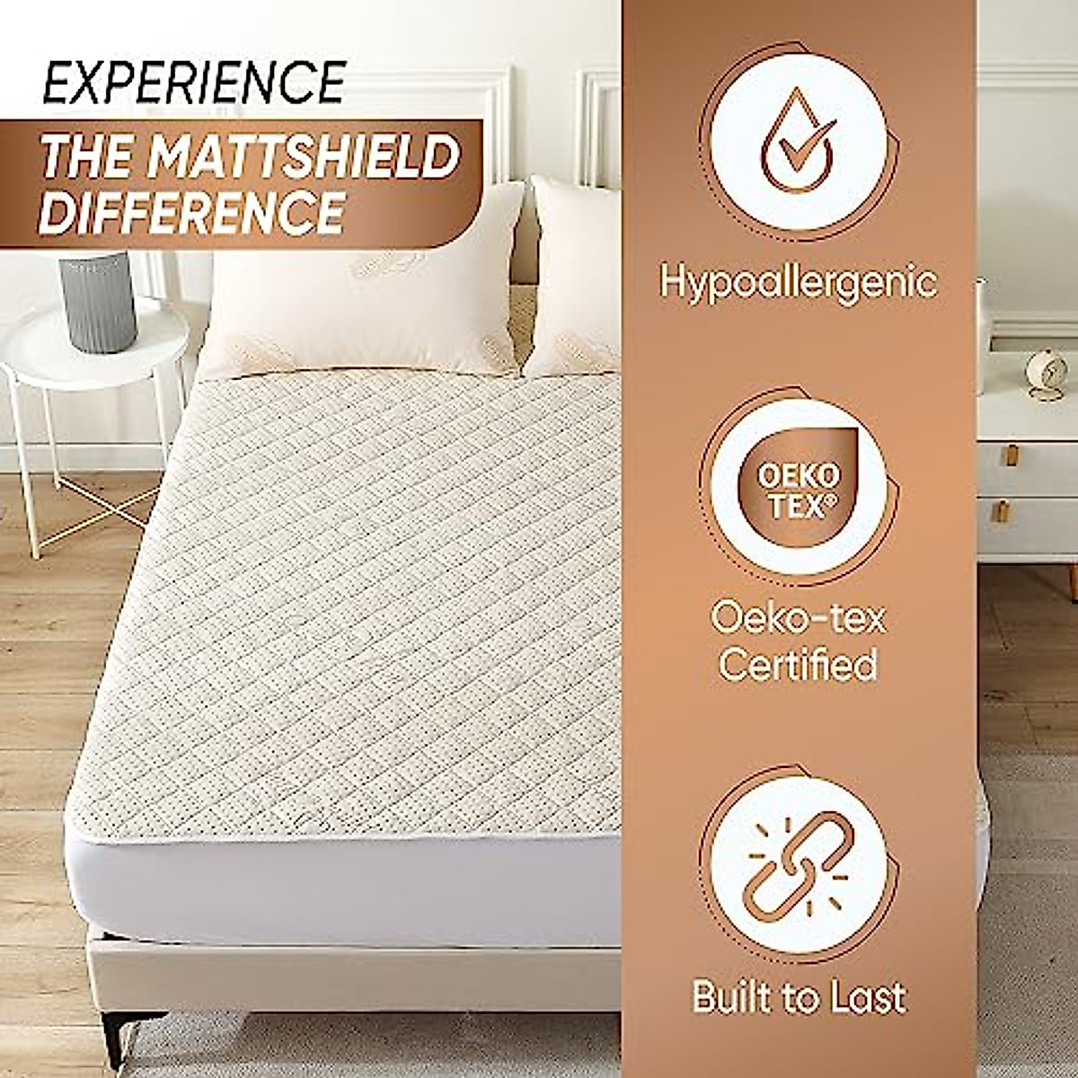 Luxury Quilted Waterproof Organic Mattress Pad Protector California King 100% Organic Cotton Hypoallergenic Breathable Mattress Pad Cover - Premium 380 GSM Comfort - Fitted Allergy Shield