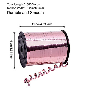 500 Yards Metallic Curling Ribbon Rose Gold Balloon Ribbons Crimped Ribbon Roll Balloon String for Parties, Festival, Florist, Crafts and Gift Wrapping, 5mm Width
