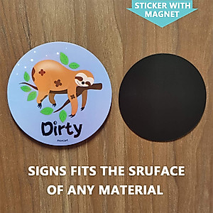 Sloth Stuff-Dishwasher Magnet Clean Dirty Sign -Double Sided Magnet Flip with Magnetic Plate for Any Dishwasher-Funny Signs Kitchen Gifts for Women Mom Kids