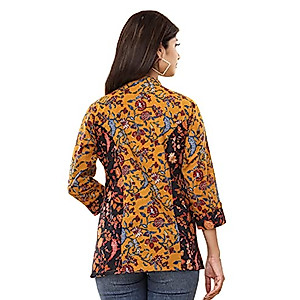 Vihaan IMPEX Yellow Floral Printed Hot Tunic Casual Kurti Top for Women Shirt for Ladies