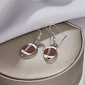 RUOFFETA Sport Ball Dangle Earrings, Football Earrings, Basketball Earrings Soccer Volleyball Baseball Earrings for Women Fan Gift(Football Coffee)