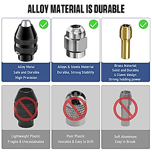 Drill Chuck Collet Set, 28 Pcs Chuck Collet Kit（1/32" - 1/8" ）Replacement 4486 Drill Keyless Bit Chuck Shank Rotary Tool Quick Change Adapter with Replacement 4485 Brass Collet Metal Set