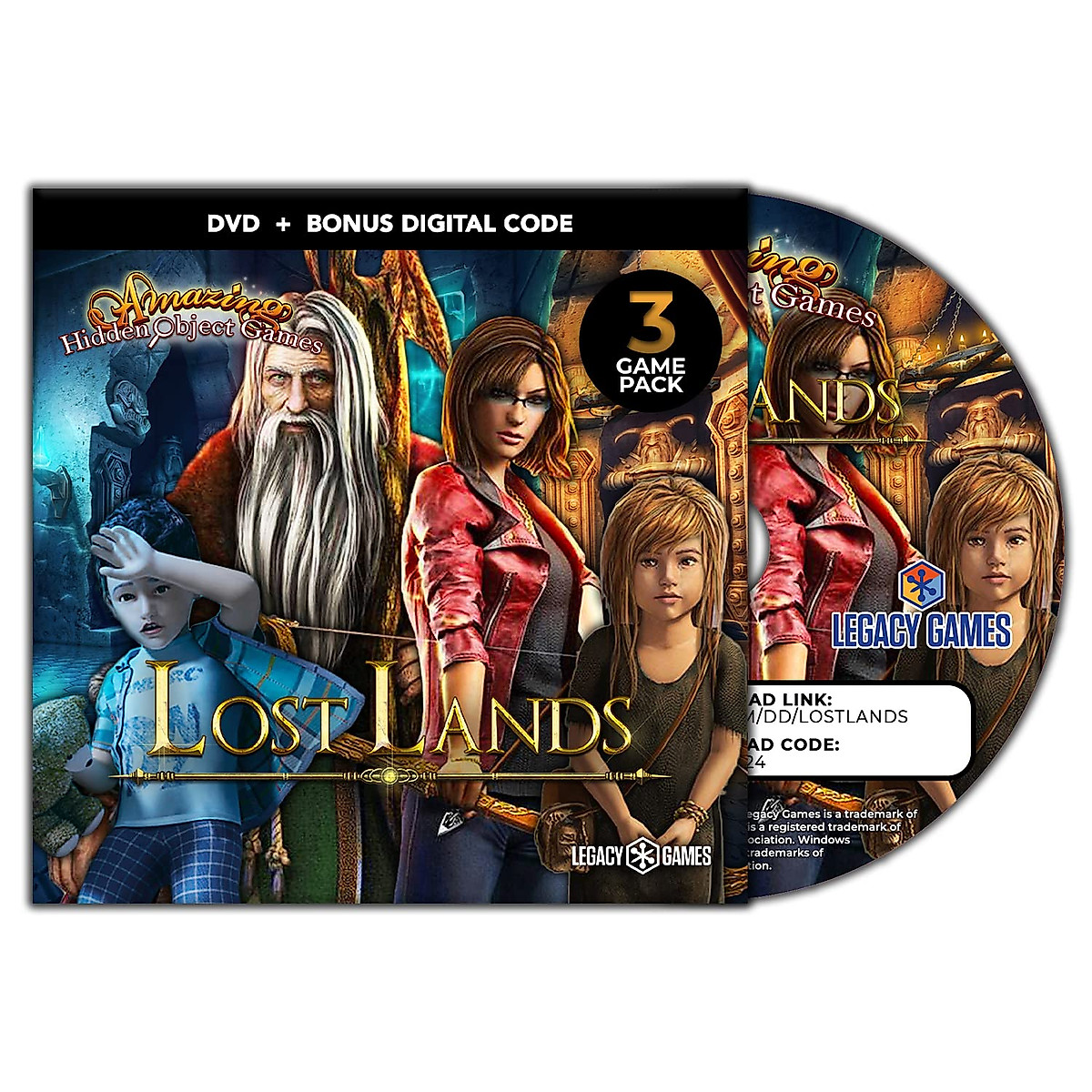 Fantasy Hidden Object Games - Lost Lands, 3 Game DVD Pack + Digital Download Codes (PC)