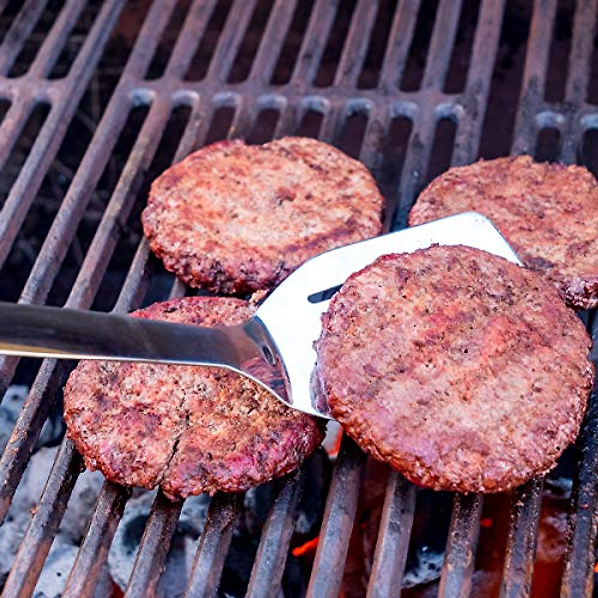 Blue Silicone Spatula Turner Set – Stainless Steel and Silicone Heat Resistant Kitchen Utensils – 608F – Grill Spatula Tools for Bbq - Egg and Pancake Flipper – Gift Box and Bonus Recipe Ebook