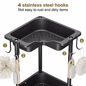 Nieifi Standing Shower Caddy, 3 Tier Floor Corner Shower Shelves for Bathroom Shampoo Organizer