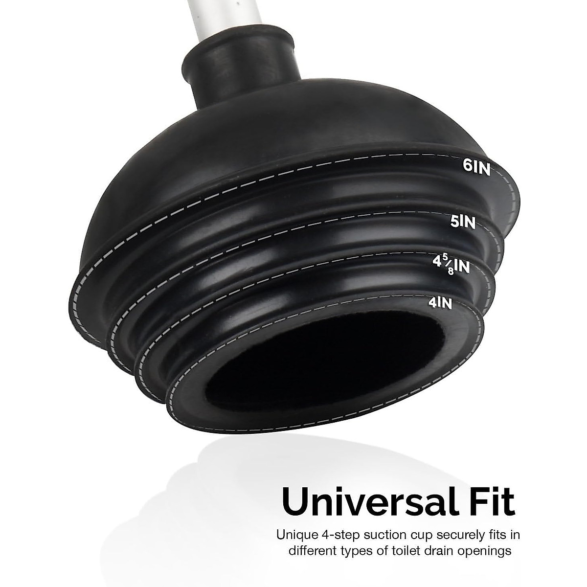 NEIKO 60166A Toilet Plunger with Patented All-Angle Design, Heavy-Duty Toilet Bowl Plunger with Aluminum Handle, Bathroom Necessity , Black, 1-Pack