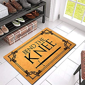 GXFC Welcome Mat with Rubber Back Bend The Knee Humorous Quote Door Rugs Game of Thrones Funny Doormat for Entrance Way Monogram Mats for Front Door Mat No Slip Kitchen Rugs and Mats 30"(L) x 18"(W)