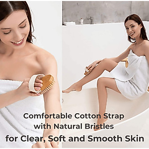 Dry Brushing Body Brush Set – Natural Bristle Spa Exfoliator Kit with Face Cleansing Brush, Long Dry Brushing Body Brush for Lymphatic Drainage & Massaging Cellulite Brush for Smooth, Radiant Skin