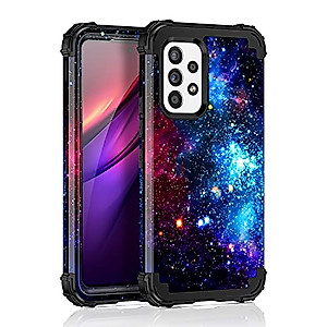 Miqala for Galaxy A53 5G Case,Glow in The Dark Three Layer Shockproof Hard Plastic+Silicone Rubber Protective Case for Samsung Galaxy A53 5G,Blue Sky