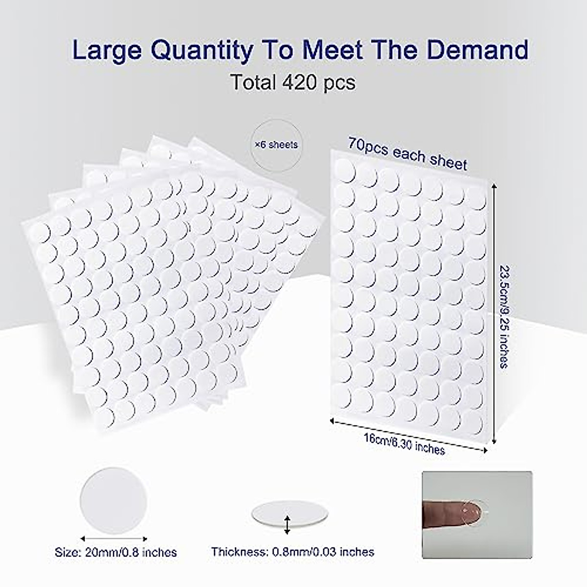 ORD OF SP Sticky Tack, 420pcs Removable Poster Tacky Putty, Double Sided Adhesive Dots, Clear Tape Mounting Putty, Multipurpose Stickers for Festival Decoration, DIY, Party Supplies