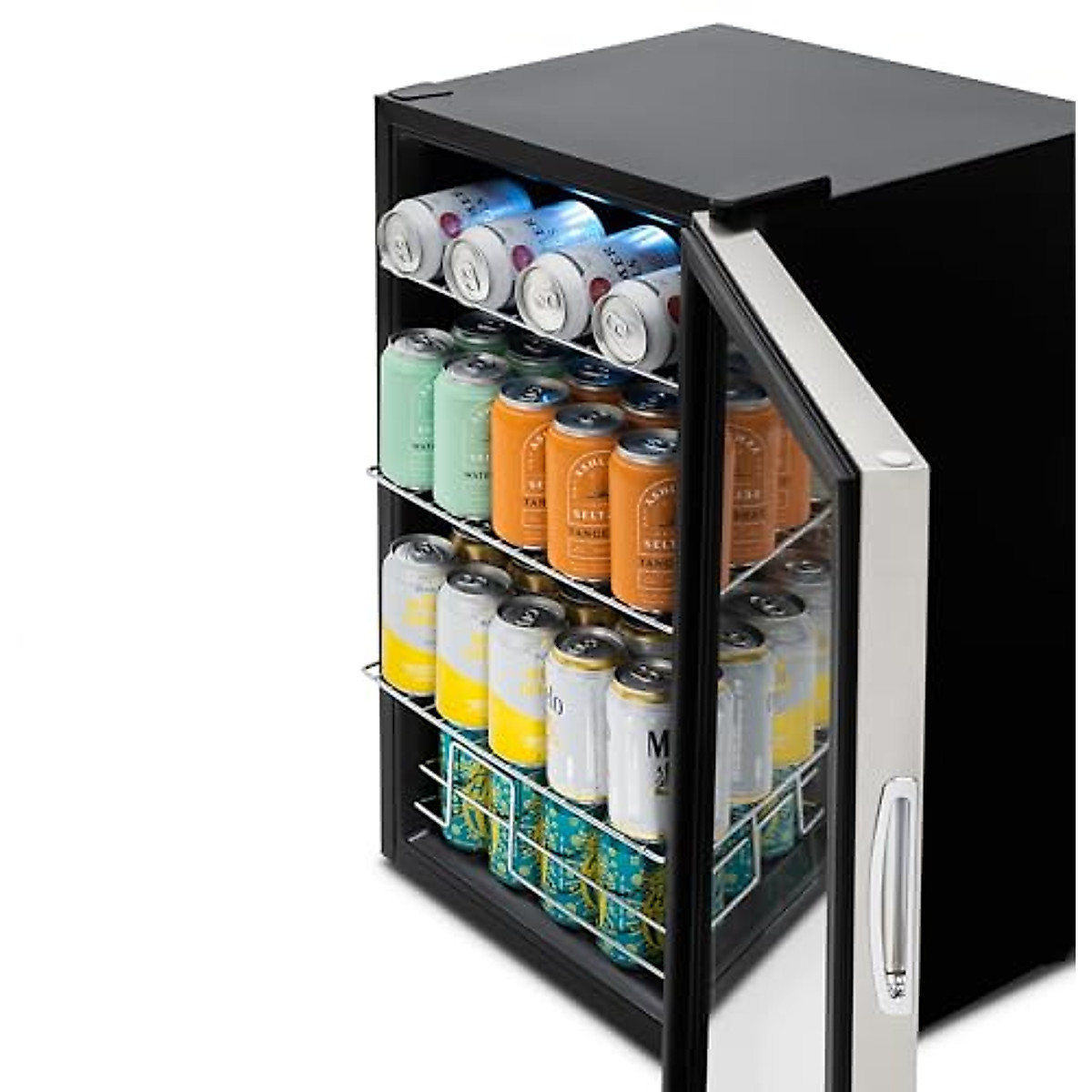NewAir Small Cooler 2.4 Cu. Ft. Mini Fridge for Bedroom in Stainless Steel, 100 Can Capacity Beverage Refrigerator with 5 Custom Temperature Settings for Beer, Wine, Soda, and Cooler Drinks