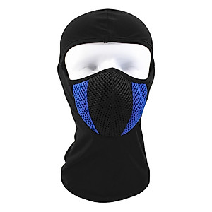 QXPDD Breathable Balaclava Unisex Windproof Full Face Mask Cover, Winter Multifunctional Headwear Elastic Helmet Liner Neck Warmer for Skiing, Motorcycle, Cycling and Winter Sports,Blue