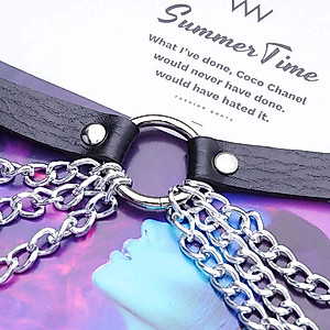 TWINKLEDE Punk Leather Body Chain Bra Silver Layered Chest Chains Festival Rave Harness Chain Body Chain Jewelry for Women and Girls