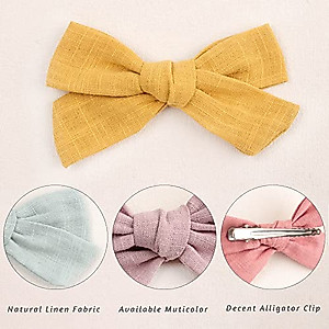 40Pcs 3.5Inch Hair Bows Clips for Baby Girls, Oaoleer Neutral Linen Pigtail Bows Double Bun Ponytail Bow Hair Barrettes Accessories for Babies Infant Toddlers Kids in Pairs