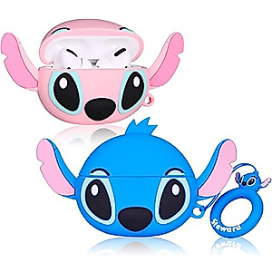 Cute Stitch Case for Airpod Pro/Pro 2 Gen Cases 2022, Funny 3D Cartoon Kawaii Air pods Pro Silicone Cases Stitch Design for Apple AirPods Pro with Keychain for Boys Girls Kids Teen, Blue Stitch