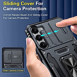 Oterkin for S23 Plus Case,Samsung Galaxy S23 Plus Case with[360° Adjustable Kickstand][2 x 9H Tempered Screen Protector] Heavy Duty Sturdy Shockproof Protective Case for Galaxy S23+ Plus-Black