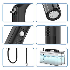 2Clean Portable Bidet Sprayer, Portable Electric Rechargeable Travel Bidet, Handheld Soft Pressure Sprayer for Bathroom, rv Car and Outdoor, Muslim, Hiking and Camping(Bidet Sprayer with 2.3L), Black