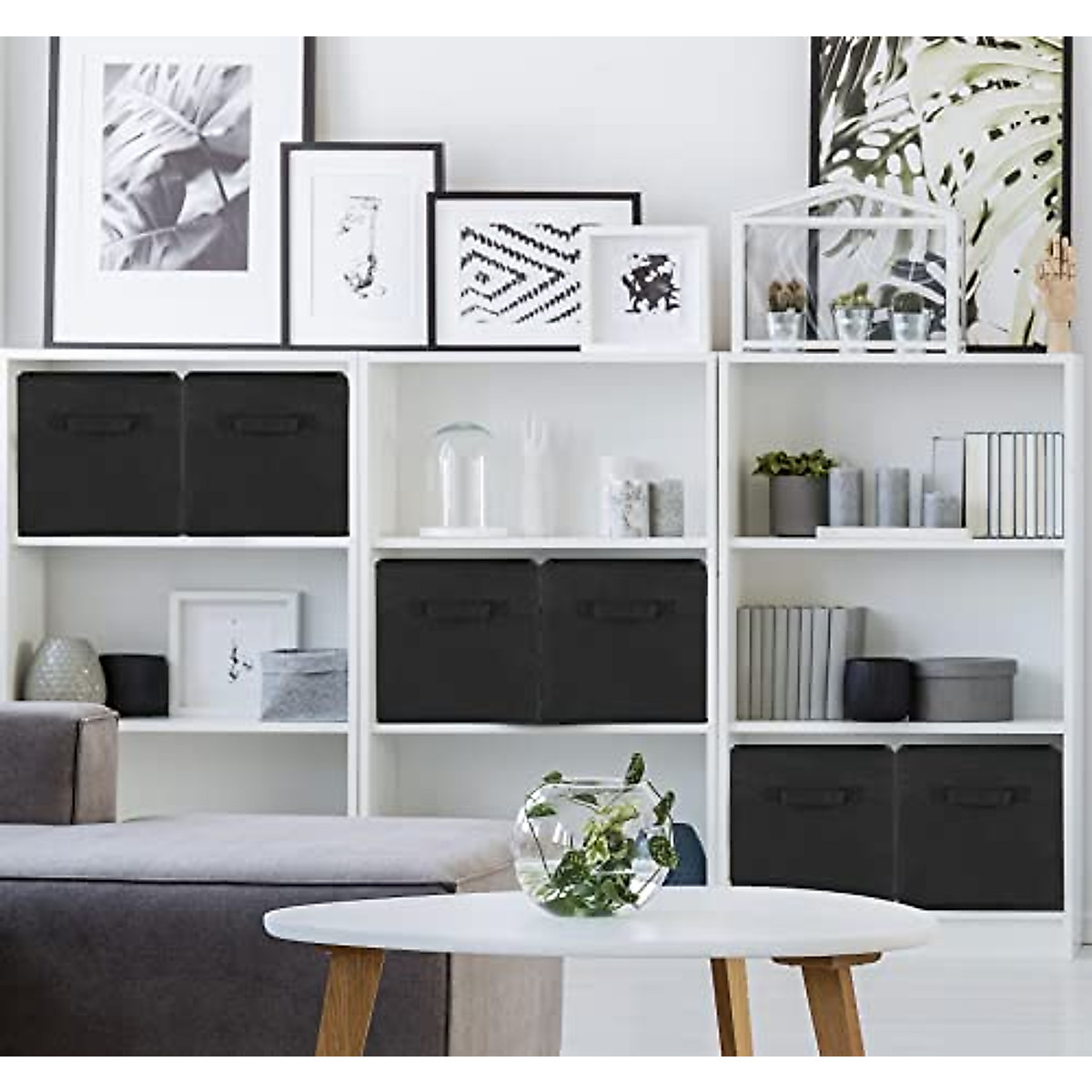 6 Pack - SimpleHouseware Foldable Cube Storage Bin, Black