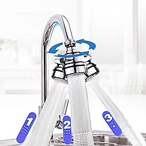 Swivel Faucet Aerators 360 Degree Kitchen Sink Aerators,Kitchen Faucet Sprayer Head Attachment,3 Mode Adjustable Kitchen Sink Tap Head Water Saving Extend Nozzle(2pcs)