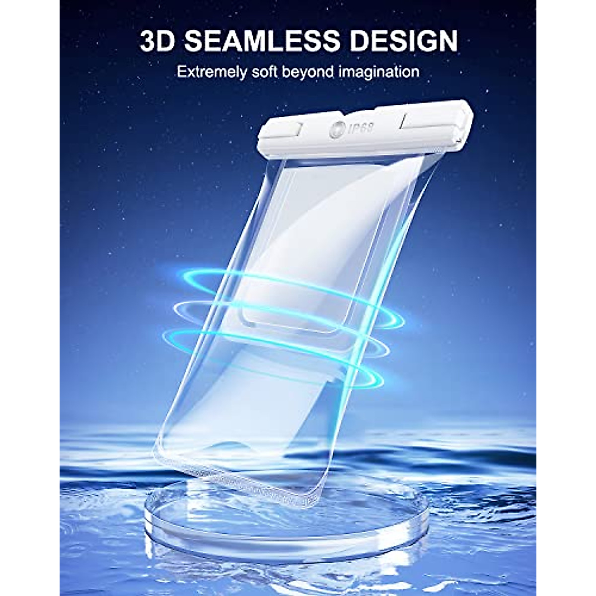 [2-Pack] Universal Waterproof Phone Pouch [Industry-First 3D Seamless Body] Humixx IPX8 Waterproof Phone Case for Beach Underwater Floating Cellphone Dry Bag with Lanyard, Fits All Phones Up to 7.8''