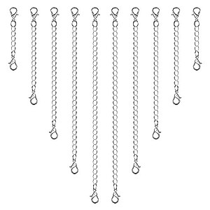 Anezus 10Pcs Necklace Extenders, Jewelry Extenders for Necklaces, Silver Bracelet Extender, Chain Extenders for Necklace, Bracelet and Jewelry Making (Assorted Sizes)